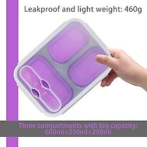 Exclusivo Bolsillo Foldable Bento Lunch Box (6pcs) for Women Men With Spork & Lid BPA Free,Collapsible and Leakproof Space Saving Food Storage Containers with 3 Compartments(6 Color Pack)