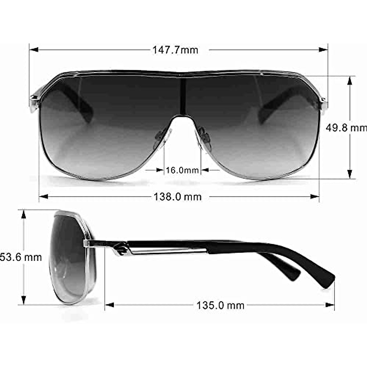 Southpole mens 5012sp Handsome UV Protective Metal Shield Sunglasses for Men Trendy Gifts Men 148 mm, Gold & Black, mm US