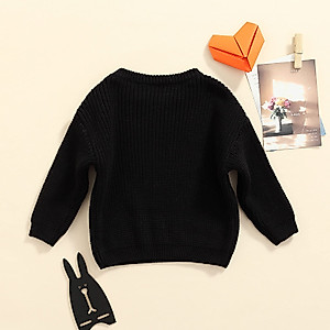 Toddler Infant Baby Girl Boy Knit Sweater Solid Color Oversized Crewneck Warm Pullover Sweatshrit Fall Winter Tops