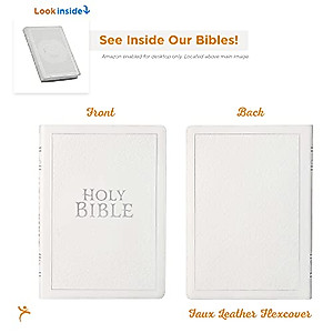 KJV Holy Bible, Thinline Large Print Faux Leather Red Letter Edition Thumb Index & Ribbon Marker, King James Version, White