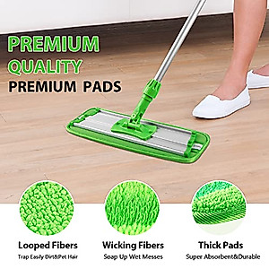 HOMEXCEL 18 Inch Professional Microfiber Mop Floor Cleaning System,Dust Mop with 4 Reusable Mop Pads,360-Spin Flat Mop Head Wet and Dust Mopping for Hardwood, Laminate, Vinyl & Tile
