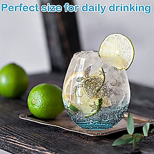 Sea Turtle Stemless Wine Glass for Women, 19 Oz Ideal Unique Birthday Gifts for Turtle Lovers, Mother's Day Gifts for Her Ocean Coastal Theme Beach Party Man Mom Friends (Bubbly Teal)