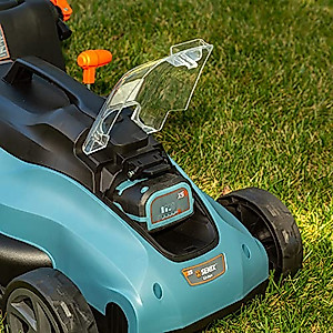 SENIX Electric Lawn Mower, 17-Inch, 58V Max* Cordless Lawn Mower with Brushless Motor, 6-Position Height Adjustment, 2.5Ah Lithium Ion Battery and Charger Included, LPPX5-M, Blue