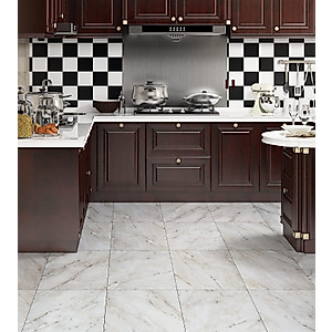 Livelynine Light Gray Peel and Stick Floor Tile Bathroom Peel and Stick Flooring Waterproof Stick on Floor Tiles Kitchen Vinyl Flooring Sheet Sticky Flooring Tiles Linoleum Laminate 12X12 Inch 4-Pack