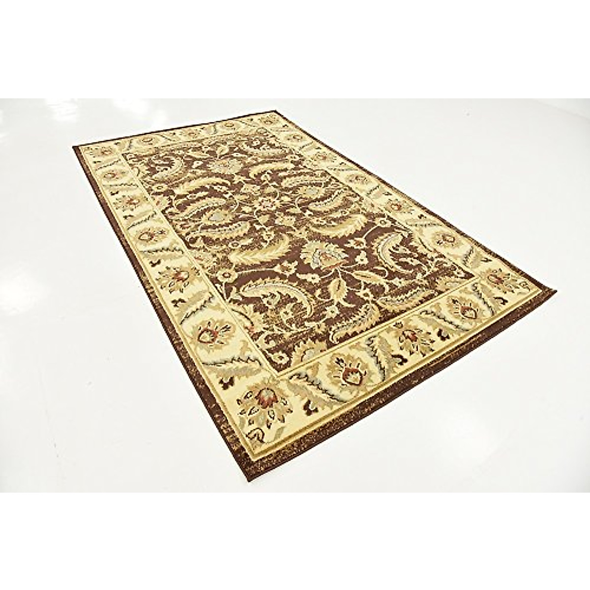 Unique Loom Voyage Collection Traditional Oriental Classic Intricate Floral Design Area Rug, 5 ft x 8 ft, Brown/Gold
