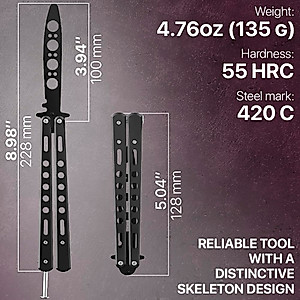 GOOD WORKER Butterfly Trainer – Balisong Trainer – Practice Butterfly – Balisong Butterfly Knives NOT Real NOT Sharp Blade – Black Dull Trick Butterfly – Butter Fly Training CSGO K10-B