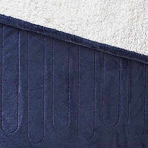 Woolrich Heated Plush to Berber Electric Blanket Throw Ultra Soft Knitted , Super Warm and Snuggly Cozy with Auto Shut Off and Multi Heat Level Setting Controllers, Throw: 60x70", Indigo