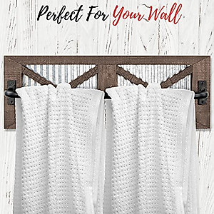 Autumn Alley Farmhouse Rustic Towel Rack Holder - Wood Towel Rack - Farmhouse Towel Holder for Rustic Bathroom and Farmhouse Kitchen Style Décor - 18" Wall Mounted, Set of 2, Rustic Brown