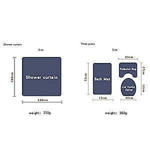 zhangwei Shower Curtains for Bathroom, Christmas Shower Curtain Set for Bathroom, Winter Holiday Festival New Year Shower Curtain Sets with 12 Hooks and Non-Slip Rugs, Bath Mat, Toilet Lid Cover