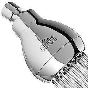 High Pressure Shower Head - Chrome - Powerful Deluxe Bathroom Showerhead with Strong Spray Stream and Small Silicone Nozzles - Universal Fit Works with High and Low Water Flow Showers-2.5 GPM