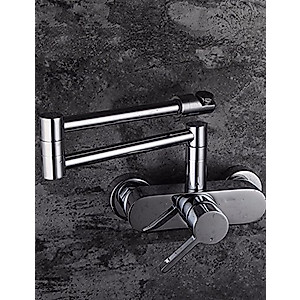 SJQKA-Faucet All copper wall type sink, sink, hot and cold kitchen faucet, dish basin, rotary folding faucet