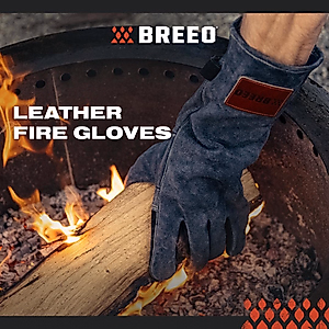 Breeo Fire Pit Fire Gloves | Control The Flame | Heat Resistant 1000° | One Size Fits All