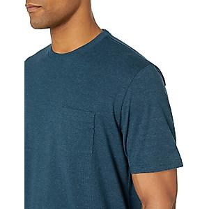 Amazon Essentials Men's Regular-Fit Short-Sleeve Crewneck Pocket T-Shirt, Pack of 2, Teal Blue/Charcoal Heather, Large