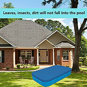 Rectangle Pool Cover,Pool Cover for Inflatable Pool,Rectangular Inflatable Swimming Pool Cover, 10ft X 6ft Dustproof Rainproof Waterproof Square Swimming Pool Cover,Family Pool Cover (Blue)