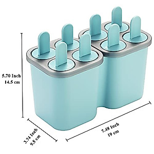 HOMQUEN Popsicles Molds, 8 Piece Ice Pop Mold, Reusable Easy Release Ice Cream Mold for kids, Many Shapes Homemade Popsicle Molds, DIY Popsicle Maker, BPA Free (8 Cavities-Blue)