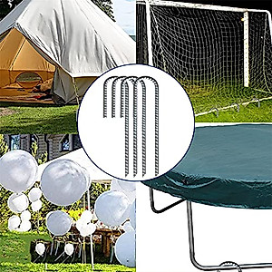 Ground Stakes Anchors Garden Staples Steel Tent Nails Metal Ground Rebar Pegs Heavy Duty Landscape Gardening Pins Stake for Camping Tents Trampoline Fence (12 Inch ,4 Pack)