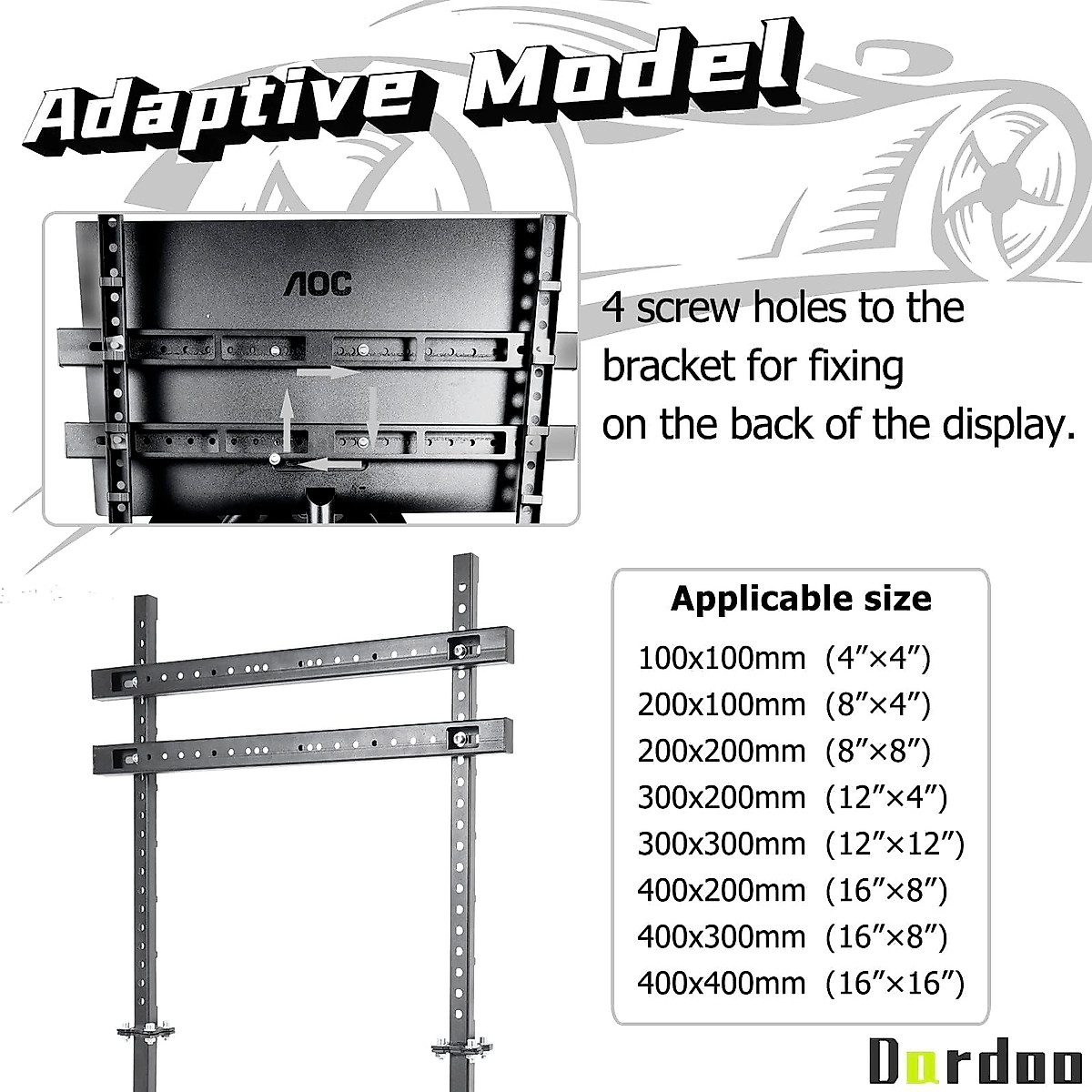Dardoo Racing Simulator Cockpit Monitor Mount Fits for Logitech/Thrustmaster G923 G29 G920 Wheel Frame,Xbox One,PC,Excluding Steering Wheel,Shift Lever,Pedals,Seat and Racing Frame