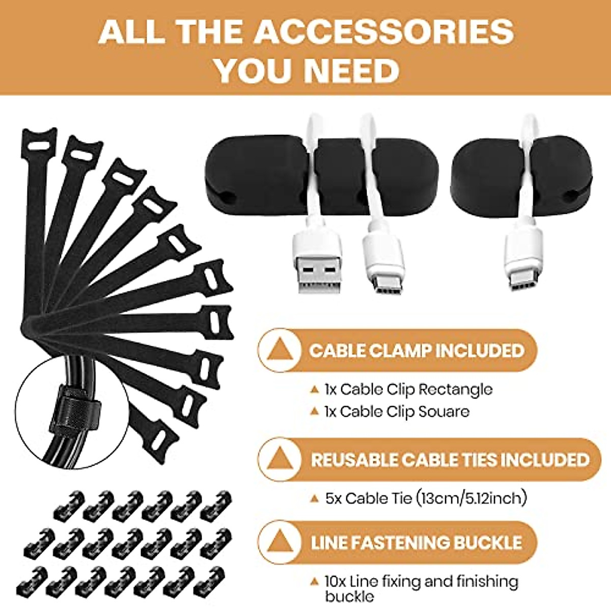 COSIFO Under Desk Cable Management Tray, Desk Cable Tray with 10 Extra Straps, 20 Wire Holder and 2 Cable Holder, Table Cords Organizer-Sturdy Metal Cable Tray Basket for Home Office Desk, 16inch