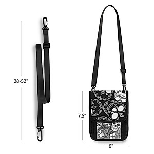 Vintage Sugar Skulls Crossbody Cell Phone Bag for Women, Mini Shoulder Crossbody Bag Travel Pouch Wallet Card Hold Purse