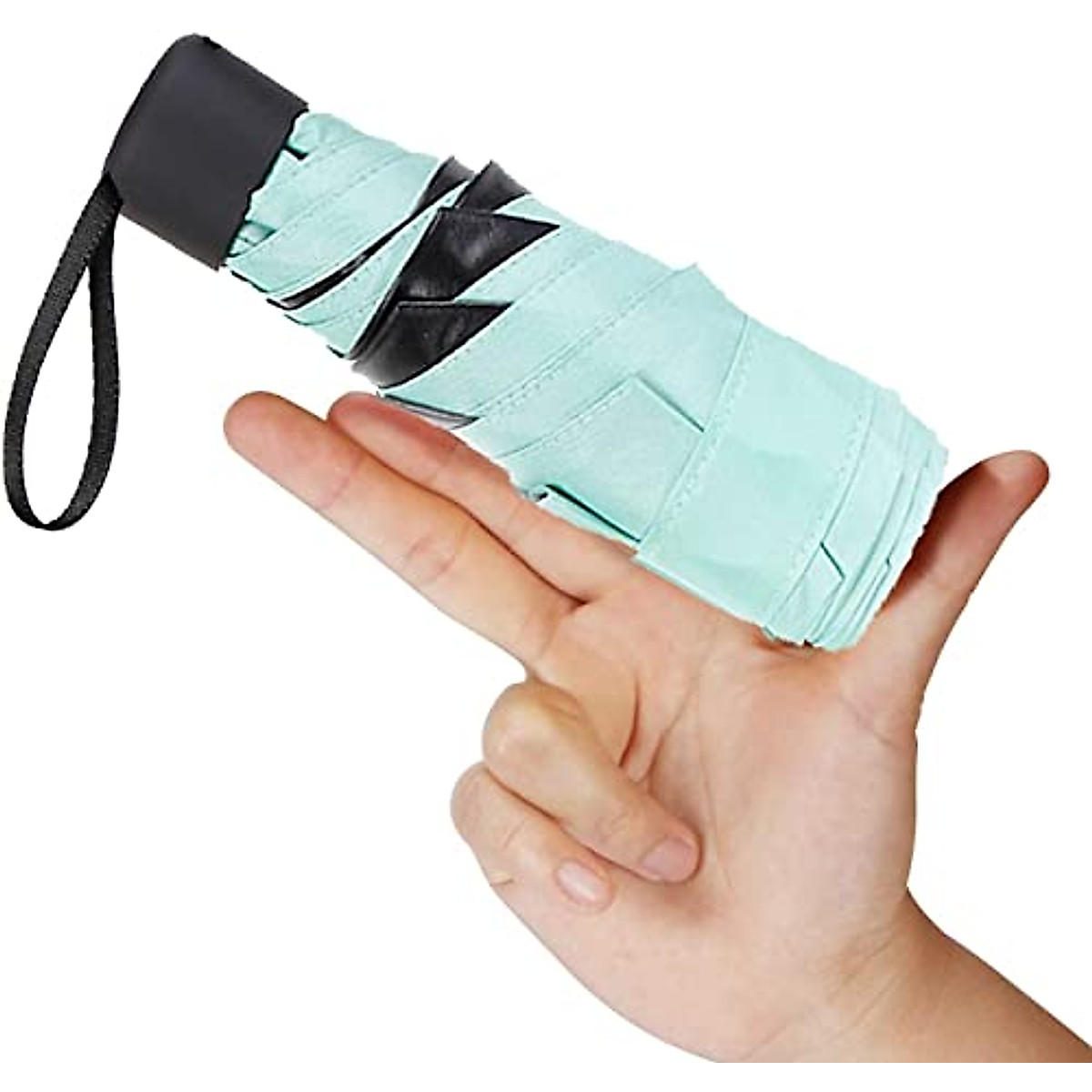 Small Travel Umbrella Light Compact Folded Umbrellas Purse Size for Women Mint Green