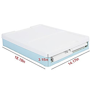 Atezch_ Collapsible Storage Bins with Lids Folding Plastic Stackable Utility Crates Container Organizer Cube for Home Office Closet (Blue)