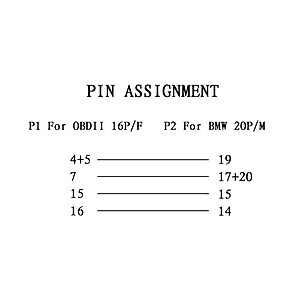 E-Car Connection 20 Pin OBD to 16 Pin OBD2 Cable Adapter Male to Female Round Diagnosis Cord for BMW E36 E46 E38 E39 E53 X5 Z3