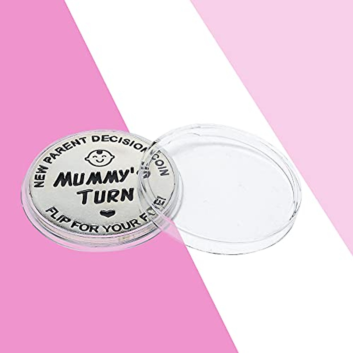 Decision Making Coin New Parents Gifts Pregnancy Gifts New Baby Gifts for Parent Mom Dad Decision Coin for Women Men Pregnancy for First Time Mummy Daddy to Be Christmas Birthday Gift (Silver)