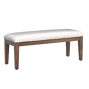 HUIMO Modern Multi-Purpose Bench, Wooden Frame with Tapered Legs, Padded Seat in Beige, 16"D x 36"W x 19"H, 2-Person Capacity