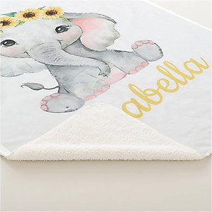 Custom Baby Blanket with Name for Boy Girl Personalized Super Soft Blankets for Newborn Baby Adults Customized Elephant Swadding Blanket Baby Girl Blanket 50 x 60 inches
