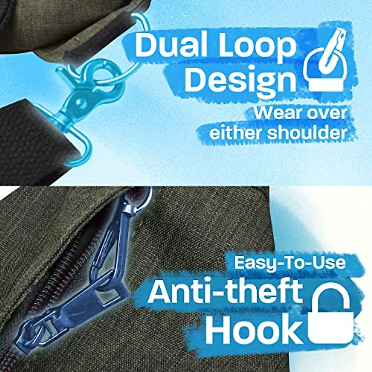 Nupouch Rucksack Pickleball Bag, Anti-Theft Crossbody Sling, USB Charging Connector Port, Backpack, Soho Collection Black