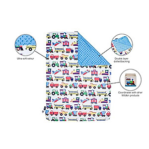 Wildkin Cotton Fitted Crib Sheet Bundle with Plush Throw Blanket (Trains, Planes & Trucks)
