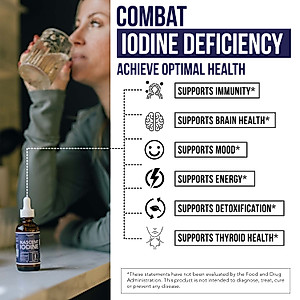 Nascent Iodine Supplement 400 Servings, Glass Bottle, Vegan, 1800 mcg - 600 mcg per Drop - Pure, Clear Color - Supports Thyroid Health, Energy, Immunity & Metabolism (2 oz.)