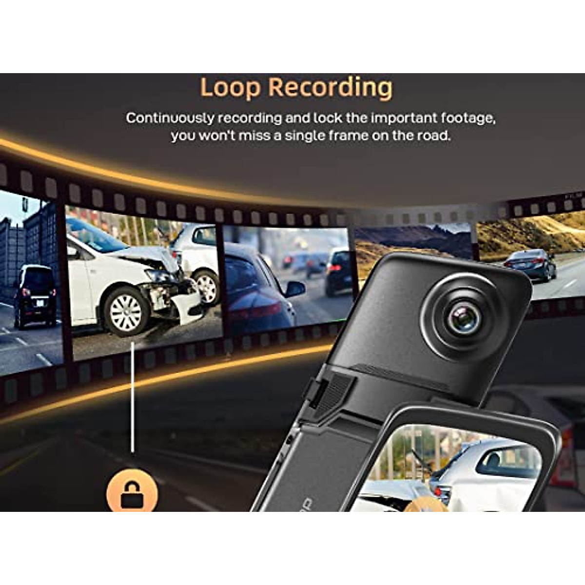 2.5K 12 inches UHD Mirror Dash Cam Front and Rear Camera, GPS Rearview Mirror Camera for Cars & Trucks with IPS Touch Screen, Enhanced Night Vision, Waterproof Backup Camera, Emergency Lock, black