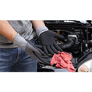 G & F Products Endurance Pro Seamless Knit Nylon Gloves with Micro Form Nitrile Grip, LARGE (Pack of 12) (1529L-DZ) Black