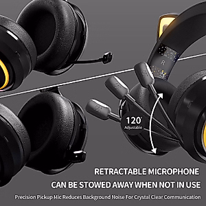 SOMIC Cat Ear Headphones, 2.4G/Bluetooth Wireless Gaming Headset for PS5, PS4, PC with RGB Lights and Retractable Mic, 10Hrs Playtime, 7.1 Surround Sound for Laptop, Smartphone-GS510 Pro - Black