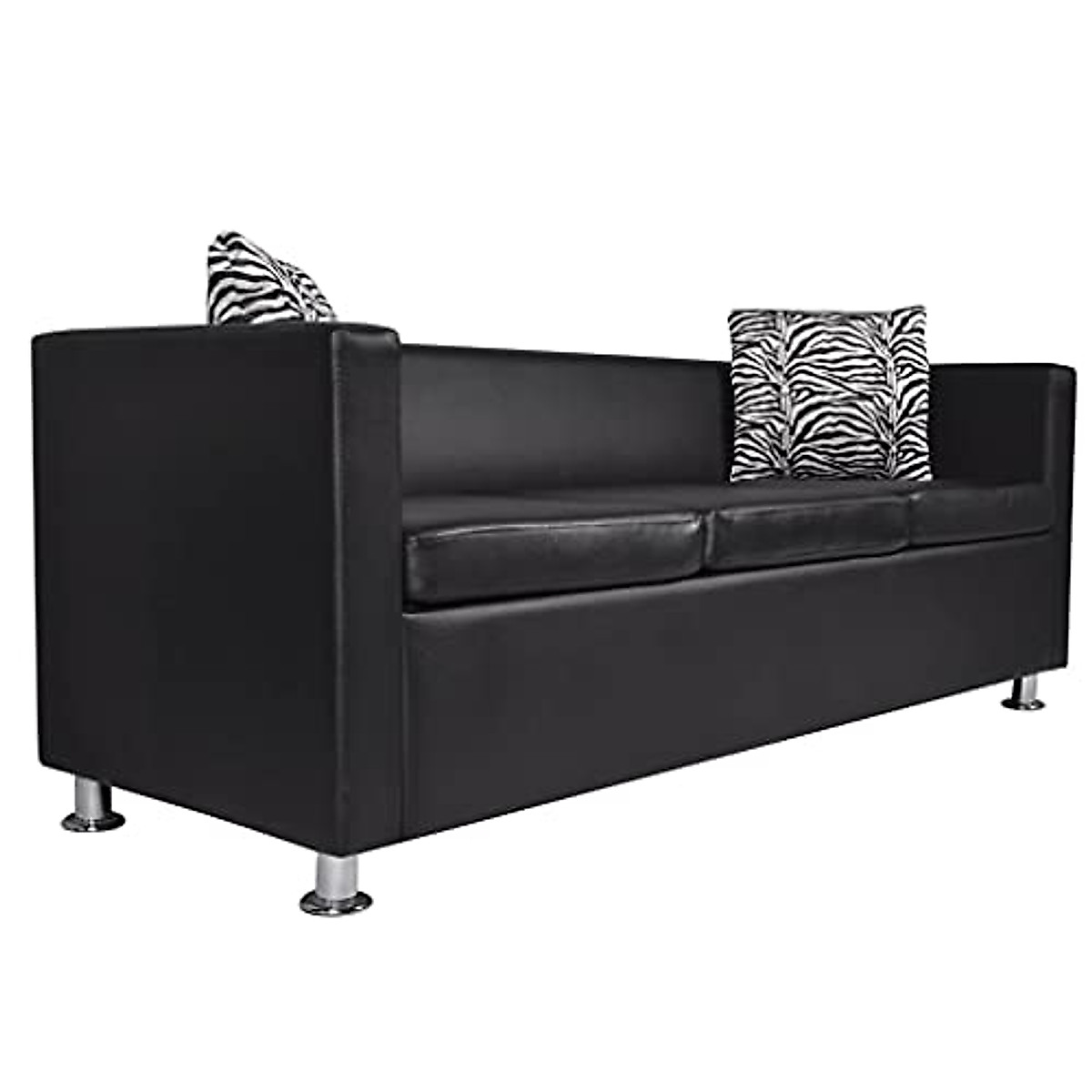 Artificial Leather 3-Seater Sofa Black