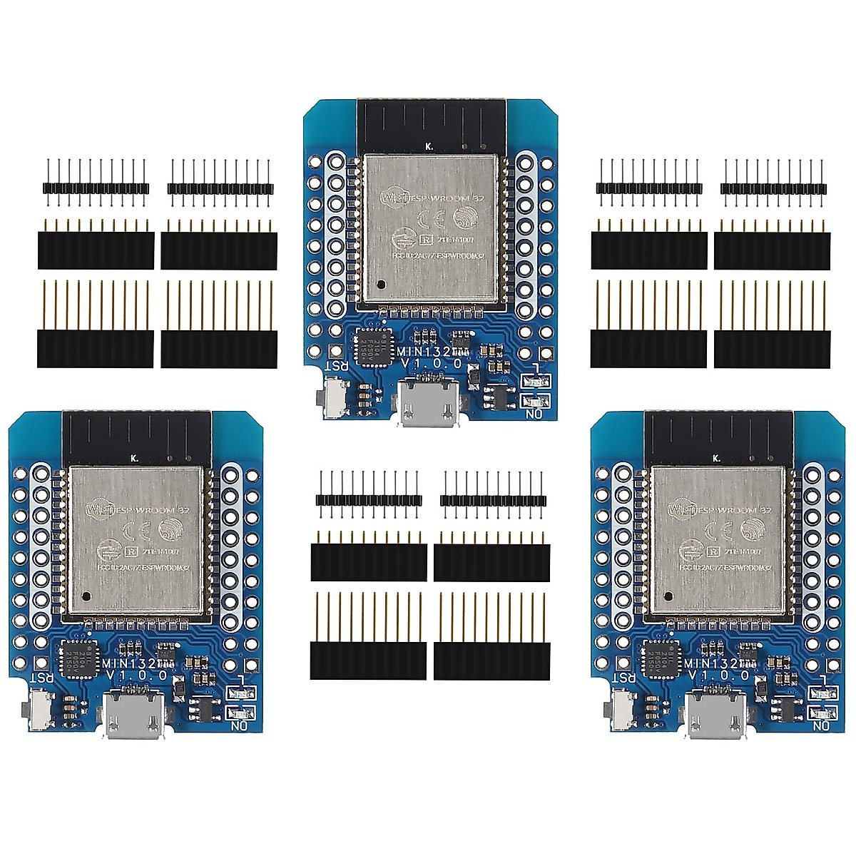 QCCAN 3PCS for ESP32 D1 Mini NodeMCU ESP-32 WLAN WiFi Bluetooth Development Board Base on ESP8266 Compatible with WeMos D1 Mini