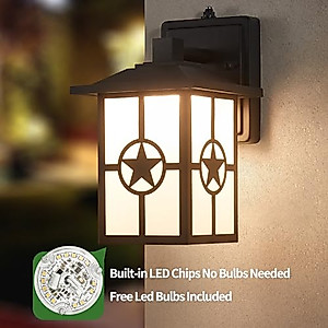 Yisuro Dusk to Dawn Porch Lights Outdoor, Bulb Included, Exterior Lighting Fixtures, Black Wall Sconce Waterproof, Star Outdoor Outside Lighting for Porch House Garage（1 Pack）