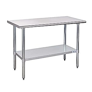 Profeeshaw Stainless Steel Prep Table NSF Commercial Work Table with Undershelf for Kitchen Restaurant 24×48 Inch