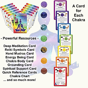 Deck of Chakra Healing Cards: Helps Restore and Balance Your Energy with Meditations, Affirmations, Chakras Chart, Aromatherapy, Essential Oils, Reiki Symbols, Hand Mudras - (19) 4"x6" 2-Sided Cards