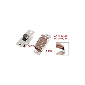 5 Pcs On/Off 2 Position DPDT 2P2T PCB Panel Slide Switch 6A/125V 3A/250V AC