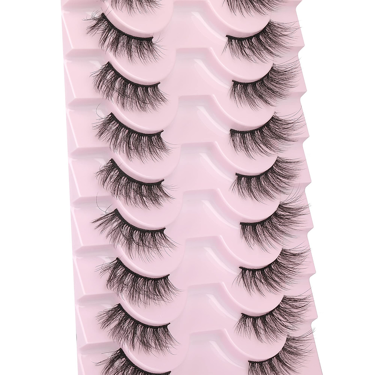 wiwoseo False Eyelashes Half Lashes Strip Natural Wispy Fluffy Faux Mink Lashes 14MM Eyelashes 10 Pairs Pack