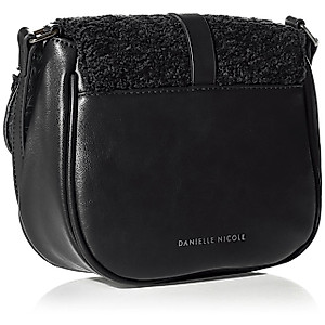 Danielle Nicole Womens Minx Faux Leather Flap Saddle Handbag Black Small