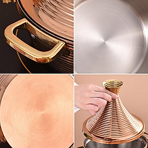 Topjia Moroccan Tagine Cooking Pot,Stainless Steel Non Stick Moroccan Casserole with 2 Handles,Large Moroccan Cooker Handmade Tagine Pot with Cone-Shaped Lid(23cm, Silver), 1776982