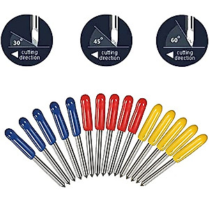 15PCS Tungsten Steel Vinyl Cutter Knife Blades 30°/45°/60° Lettering Blade Cemented Carbide Blade for Mimaki CG-60 CG-130 Cutting Plotter (15 Blades:15x30)