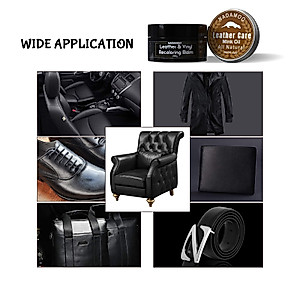 NADAMOO Black Leather Recoloring Balm with Mink Oil Leather Conditioner, Leather Repair Kits for Couches, Restoration Cream Leather Scratch Repair Leather Dye For Vinyl Furniture Car Seat, Sofa, Shoes
