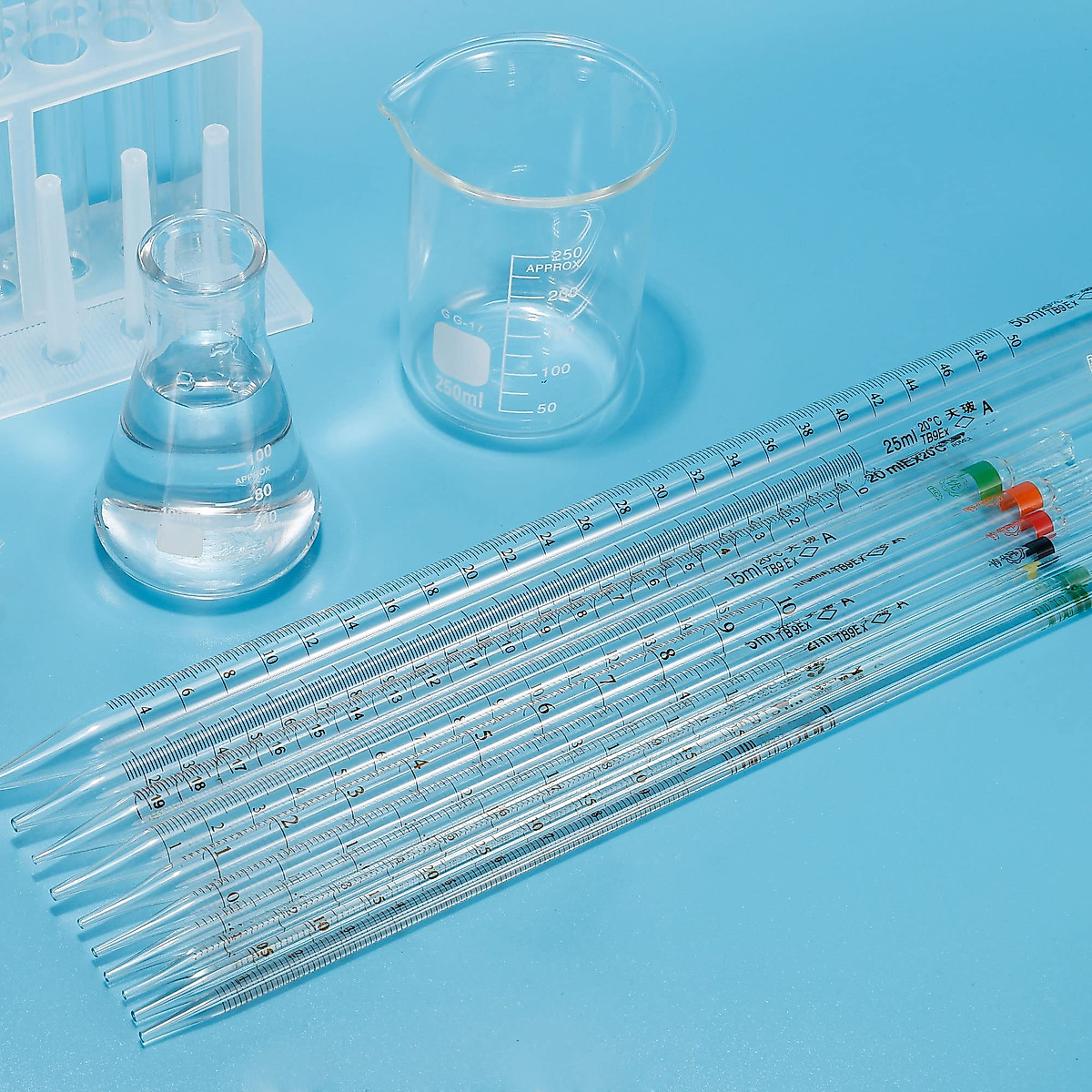 PATIKIL Graduated Dropper Pipettes, 1 Pcs 25ml Reusable Borosilicate Glass Pipette for Transfer Liquid for Laboratory, Chemistry, Clear