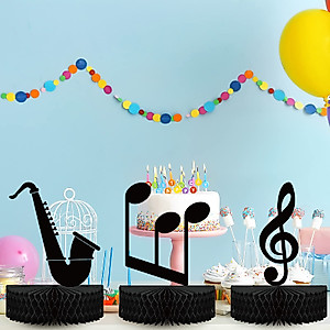 12 Pcs Music Notes Honeycomb Centerpieces Music Party Decoration Music Party Supplies Retro Table Decor Kids' Party Centerpieces Music Notes Silhouette Table Toppers for Baby Shower Theme Birthday