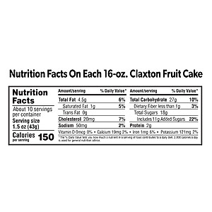 Old Fashion Claxton Fruit Cake - 3-1 Lb. Size - Regular Recipe