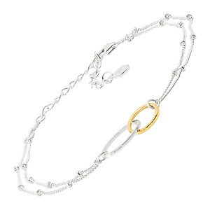 Silpada 'Pagosa' Circle Linking Station Bracelet in 14K Yellow Gold Plated Sterling Silver, 7.5" + 2"
